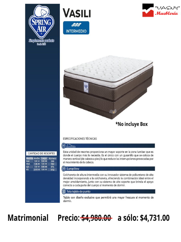 Colchones Matrimoniales y King Size en Oferta | PDF