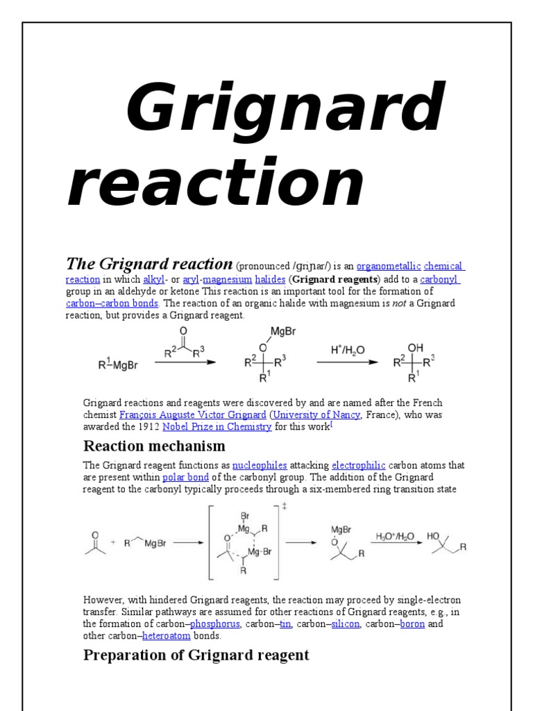 Grignard Reaction | Chemical Substances | Organic Chemistry