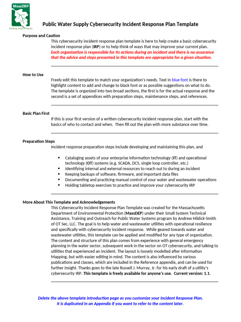 Cybersecurity Incident Response Plan Template | PDF | Computer Security ...