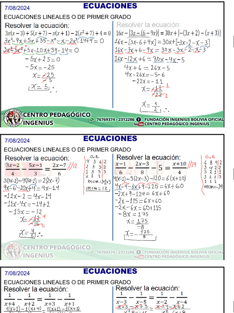 Introducción a Ecuaciones Lineales | PDF