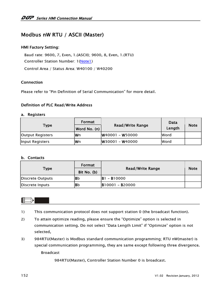 DELTA - IA-HMI - Modbus NW RTU-ASCII - Master - CM - EN - 2012427 | PDF ...