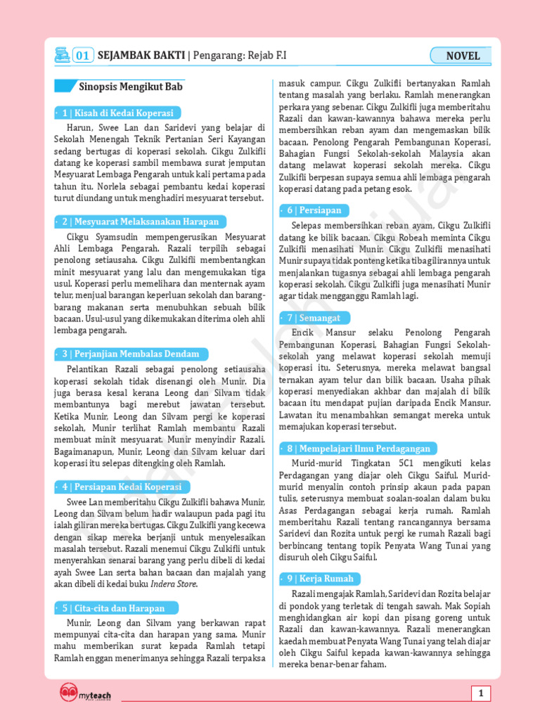 OMG 8 BM TG 1 - Novel (Sinopsis Mengikut Bab) | PDF