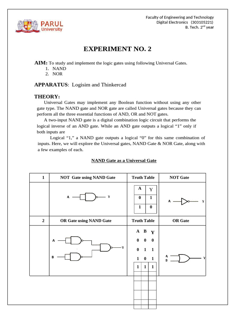 DE prac 2 | PDF | Logic Gate | Digital Electronics