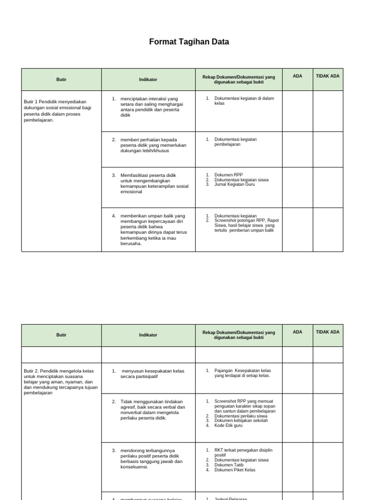 Format Tagihan Data Pembelajaran Efektif | PDF