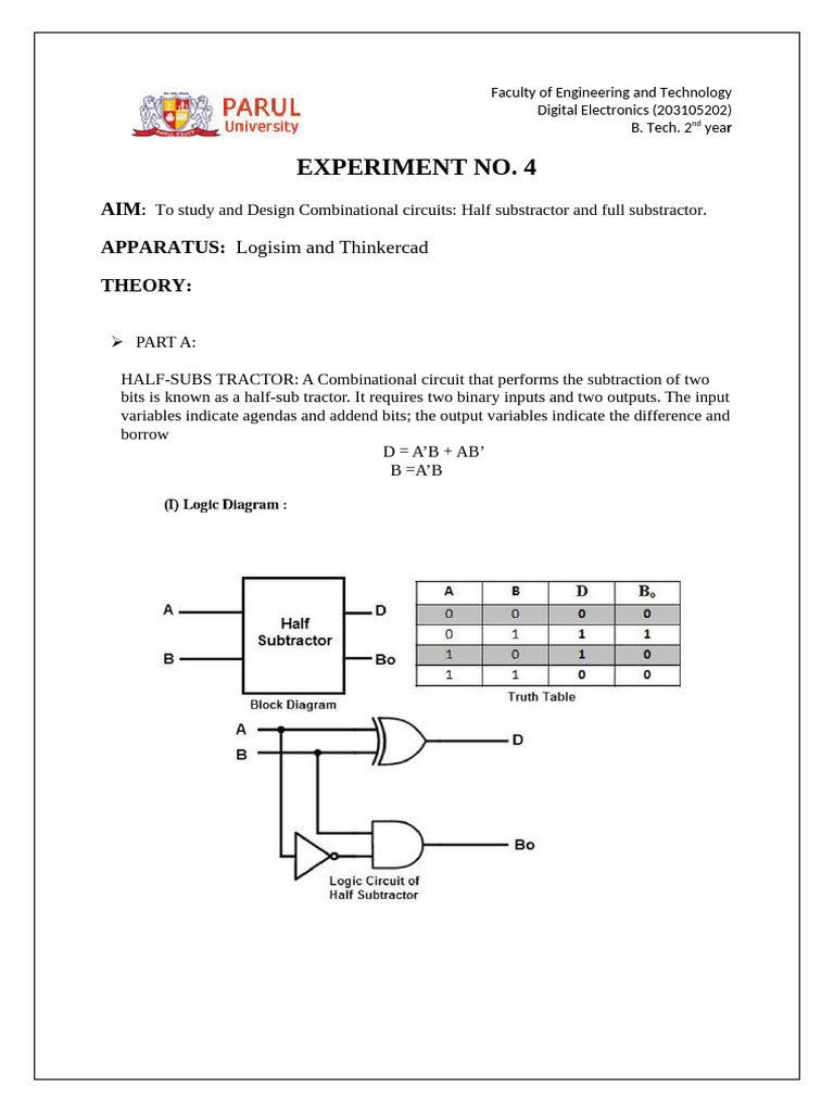 DE prac 4 | PDF | Mathematical Logic | Electronic Circuits