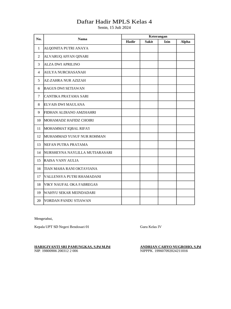 Absensi MPLS 2024 | PDF