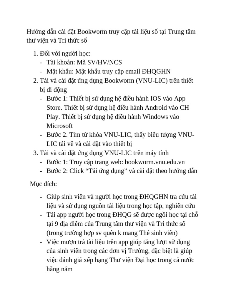 Hướng dẫn cài đặt Bookworm | PDF