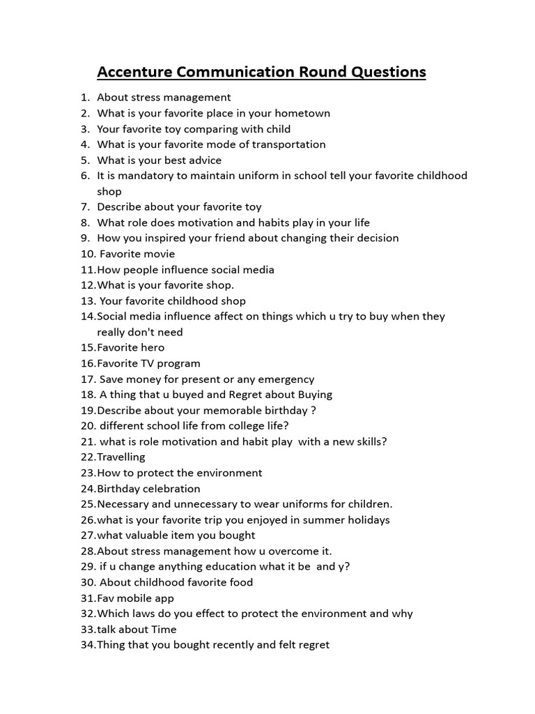 Accenture Interview Questions Guide | PDF