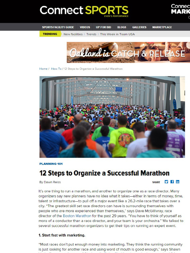 Connect Sports 12 Steps To Organize A Successful Marathon Pdf