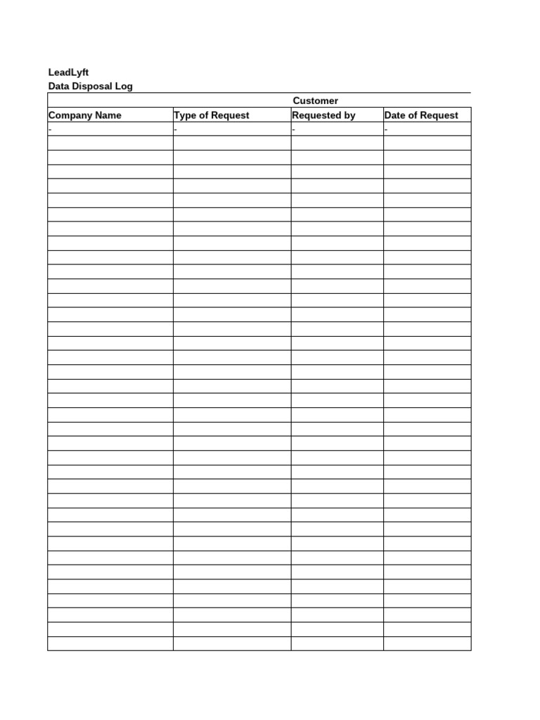Data Disposal Log Template LeadLyft Updated 12-19-2024 | PDF