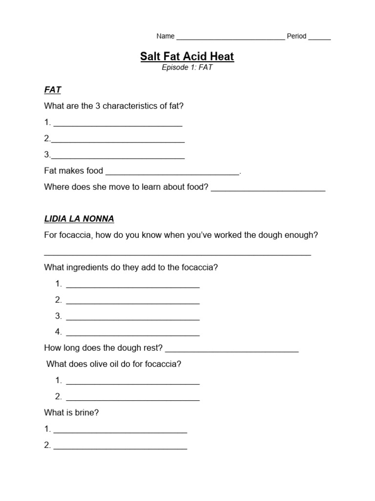Salt Fat Acid Heat Episode 1 Fat | PDF | Cheese | Foods