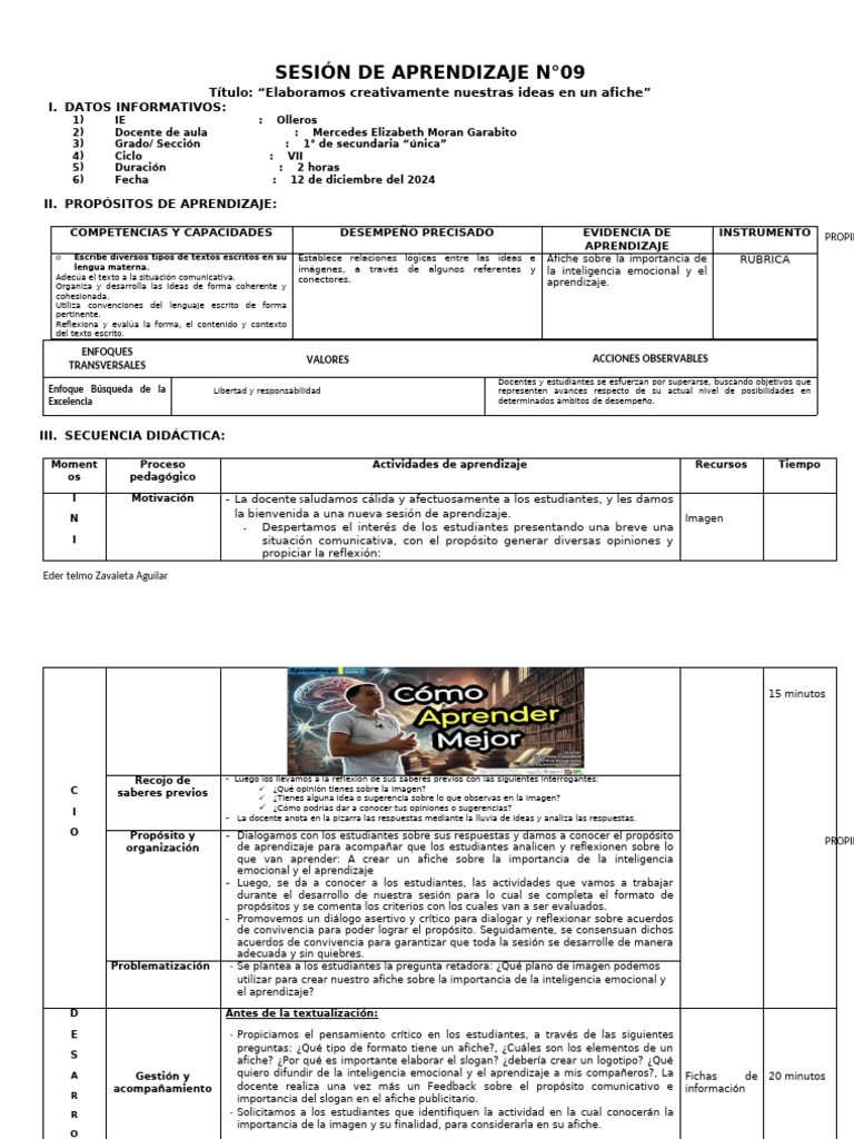 SESIÓN 9 - Exp. 8 - "Elaboramos Creativamente Nuestras Ideas en Un Afiche" - COM 1° | PDF ...