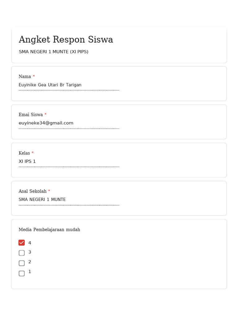 Angket Respon Siswa 3 | PDF