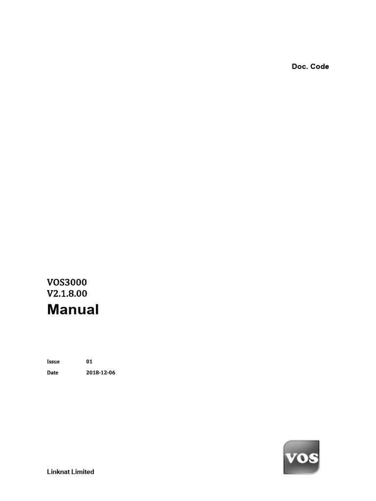 VOS3000 Manual | PDF | Proprietary Software | Server (Computing)