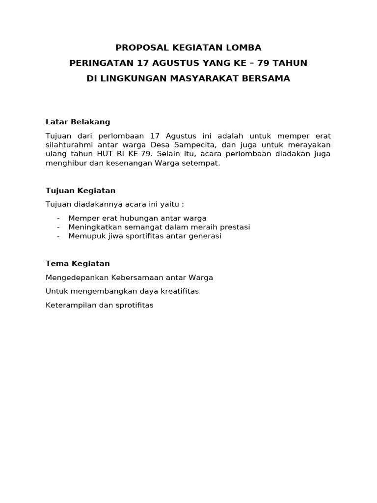 PROPOSAL KEGIATAN LOMBA | PDF