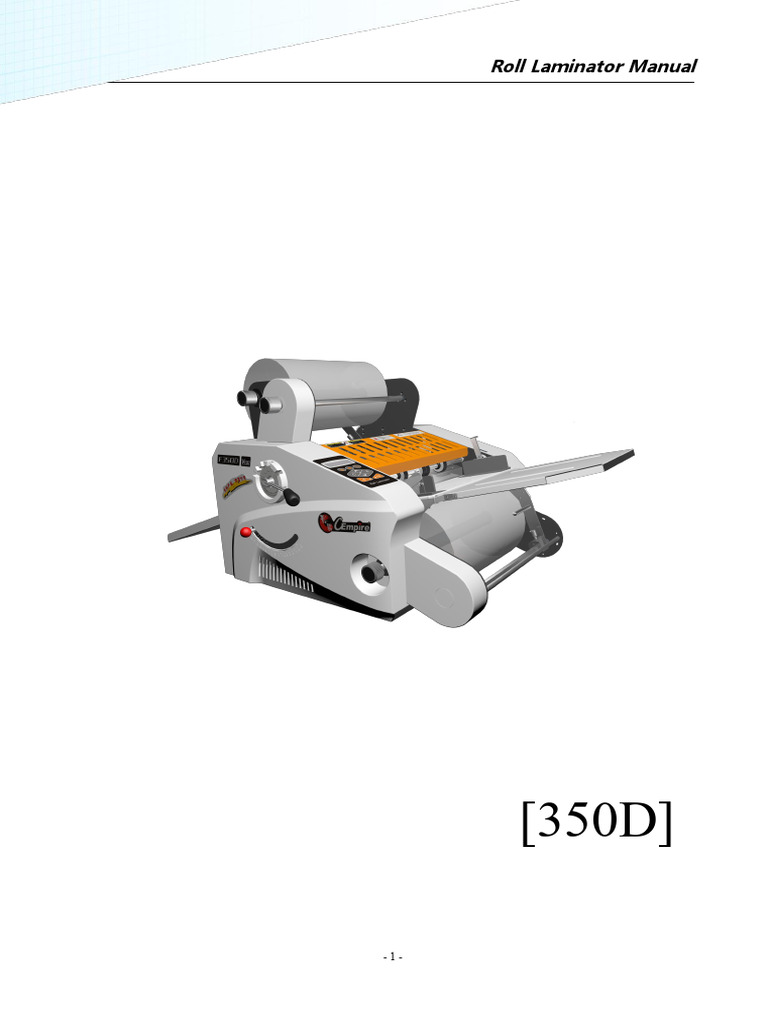 350d Roll Laminator User Manual | PDF | Adhesive | Paper