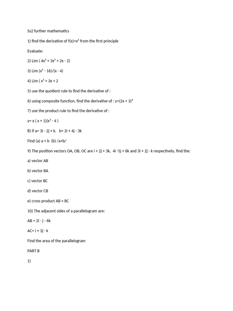 Ss2 Further Mat-Third Term | PDF