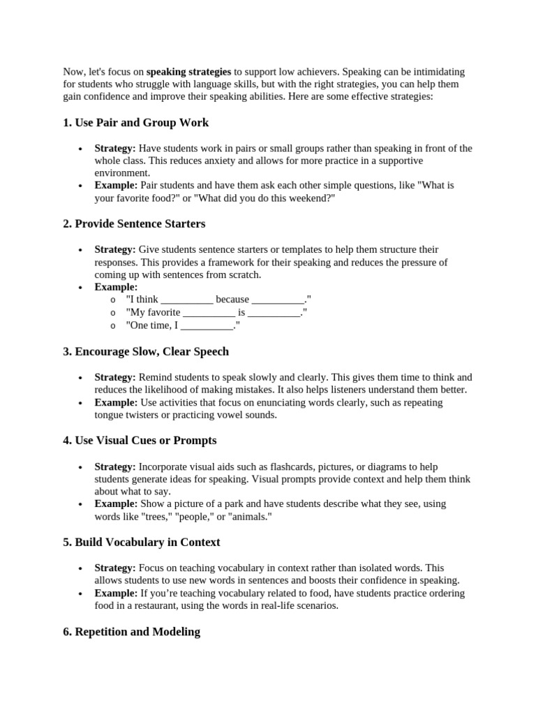 Teaching Speaking To Low Achievers | PDF | Vocabulary | Body Language