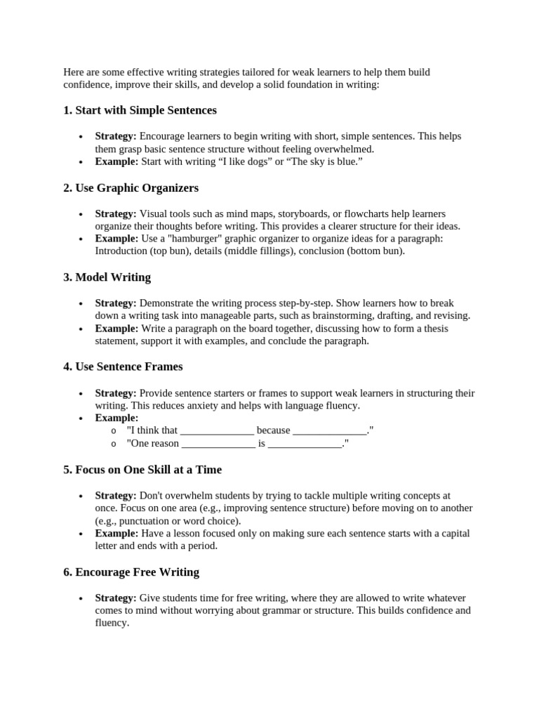 Writing Strategies For Low Achievers | PDF | Brainstorming | Vocabulary