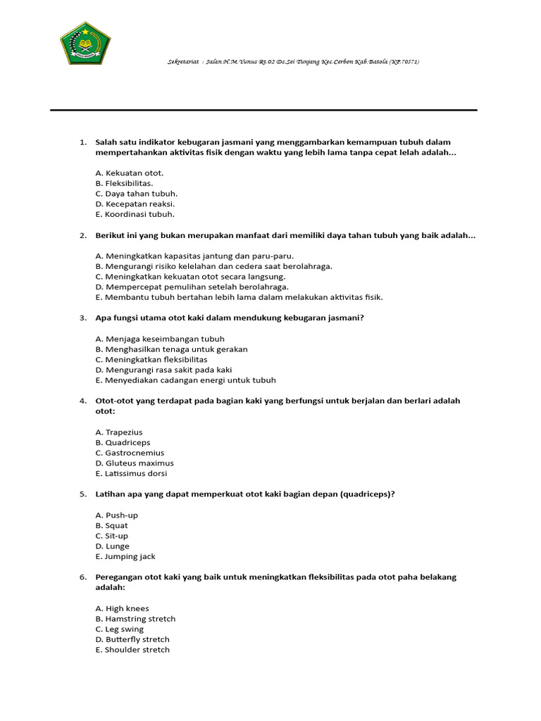 Soal PJOK Kelas XI Semester Ganjil | PDF