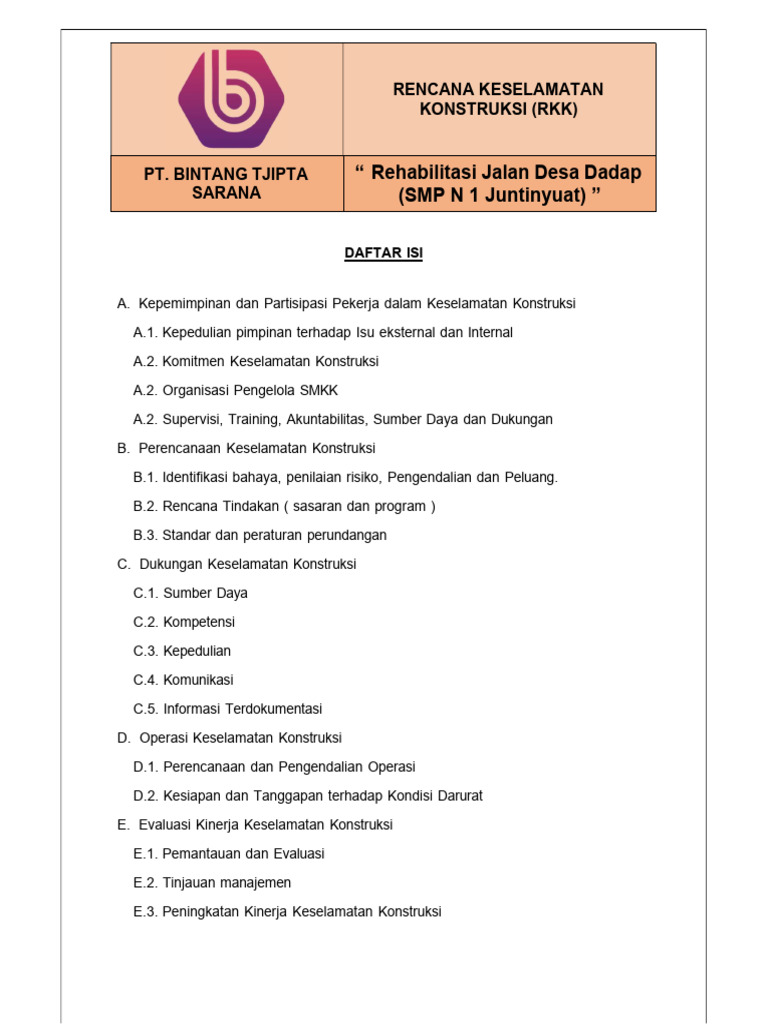 RKK Rehabilitasi Jalan Desa Dadap (SMP N 1 Juntinyuat) | PDF