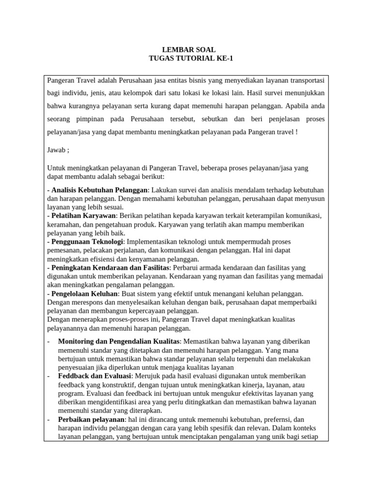 Tugas 1 Manajemen Operasi Jasa | PDF