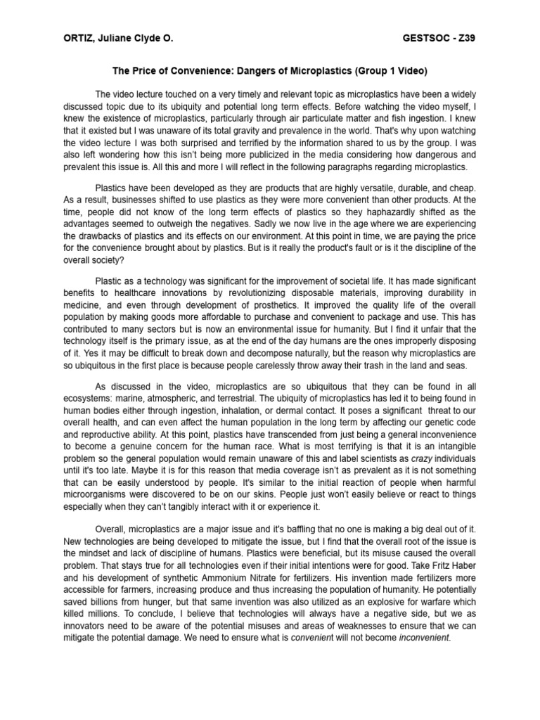 [GESTSOC] Ortiz, JC. - Reflection Paper | PDF | Fertilizer | Natural Environment