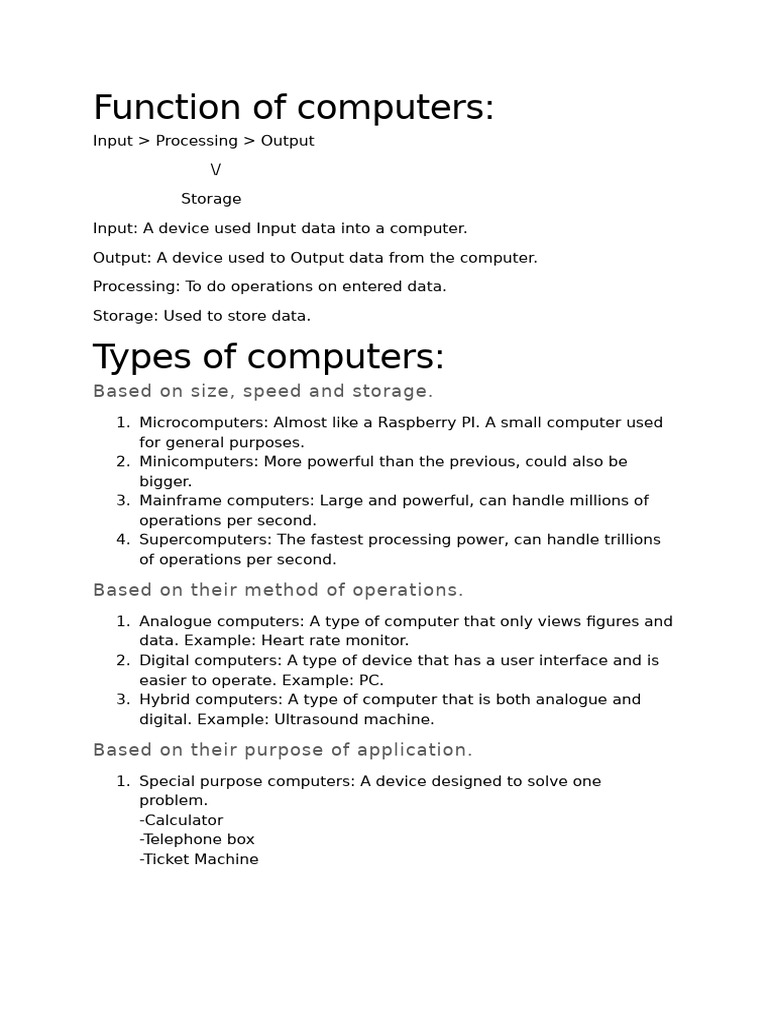 Function of Computers | PDF