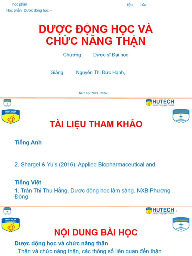 Duoc Dong Hoc Va Chuc Nang Than | PDF