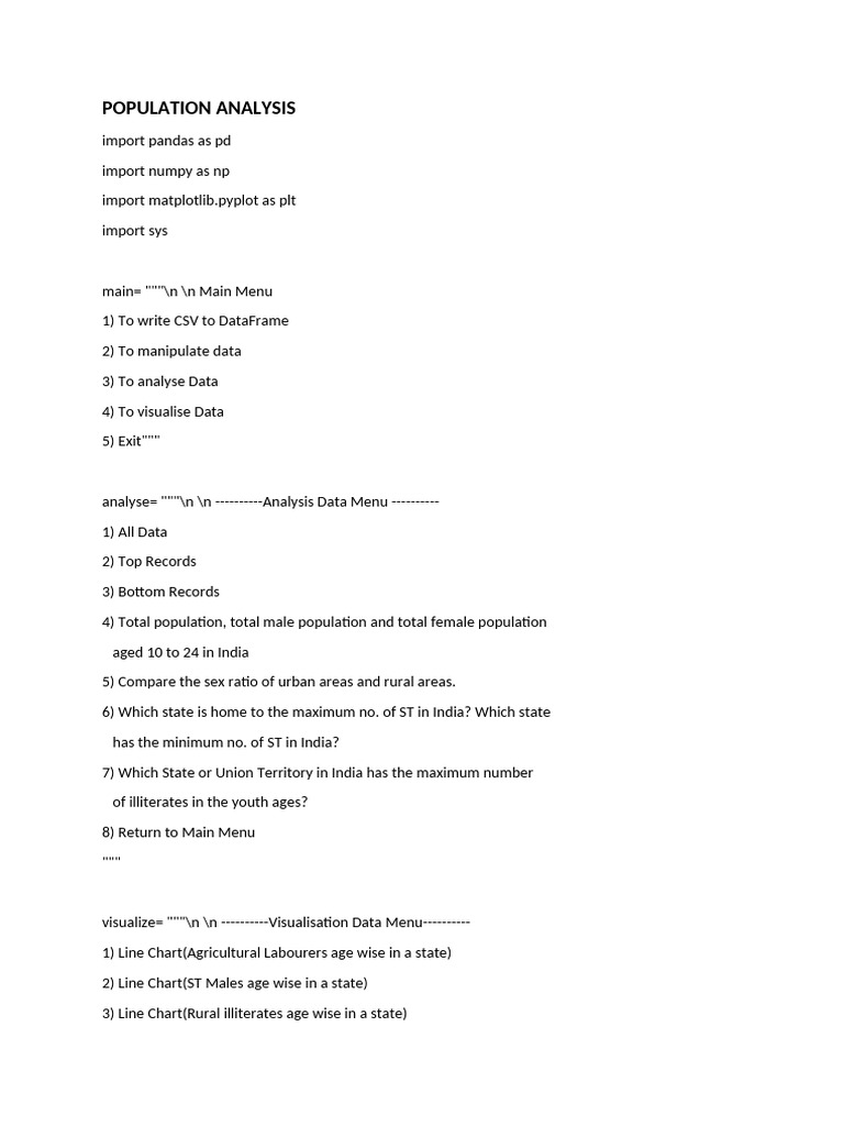 Population Analysis - Krish, Muffadal | PDF