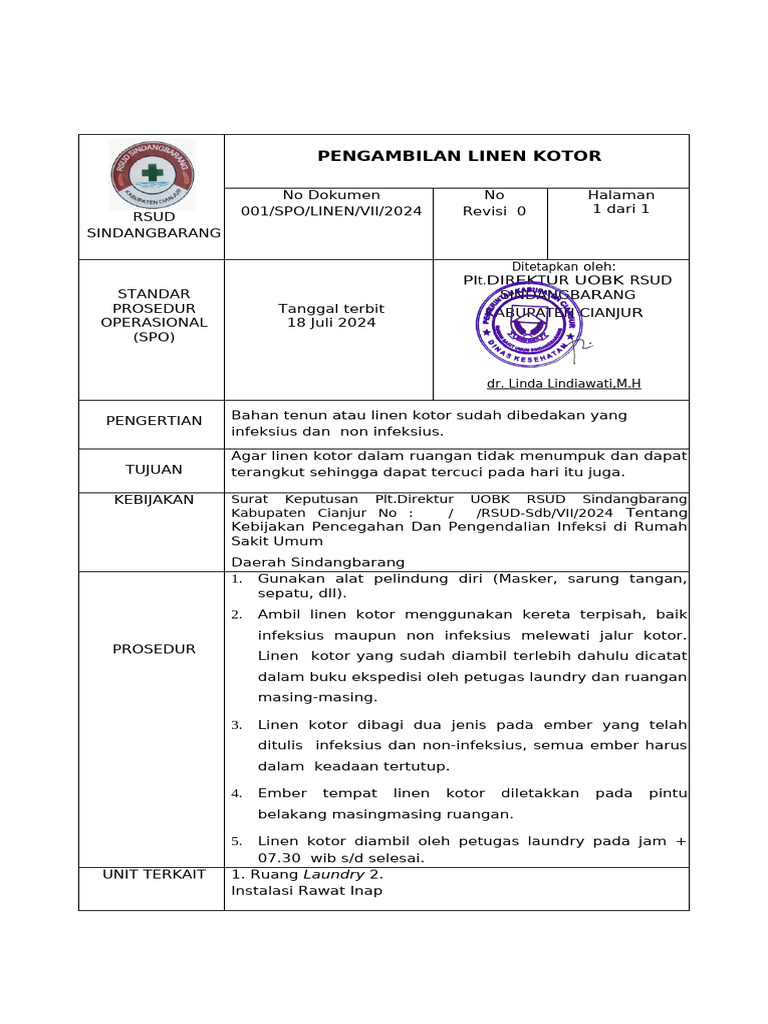 PPI 6 EP 1 SPO Ruang Laundry (16 SPO) | PDF