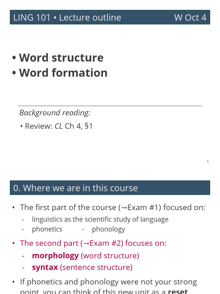 Morphology and Word Structure Overview | PDF | Word | Morphology ...