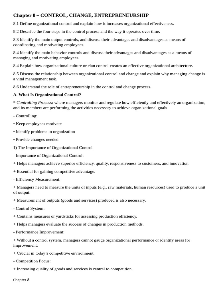 Organizational Control and Change Strategies | PDF | Goal ...
