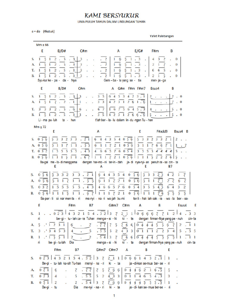 KAMI BERSYUKUR (Syukur 50 Tahun) YAFET PALEBANGAN | PDF
