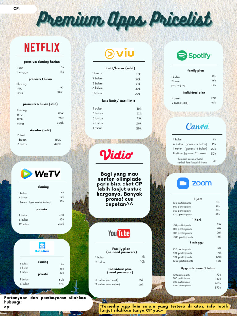 Daftar Harga dan Paket Premium Apps | PDF