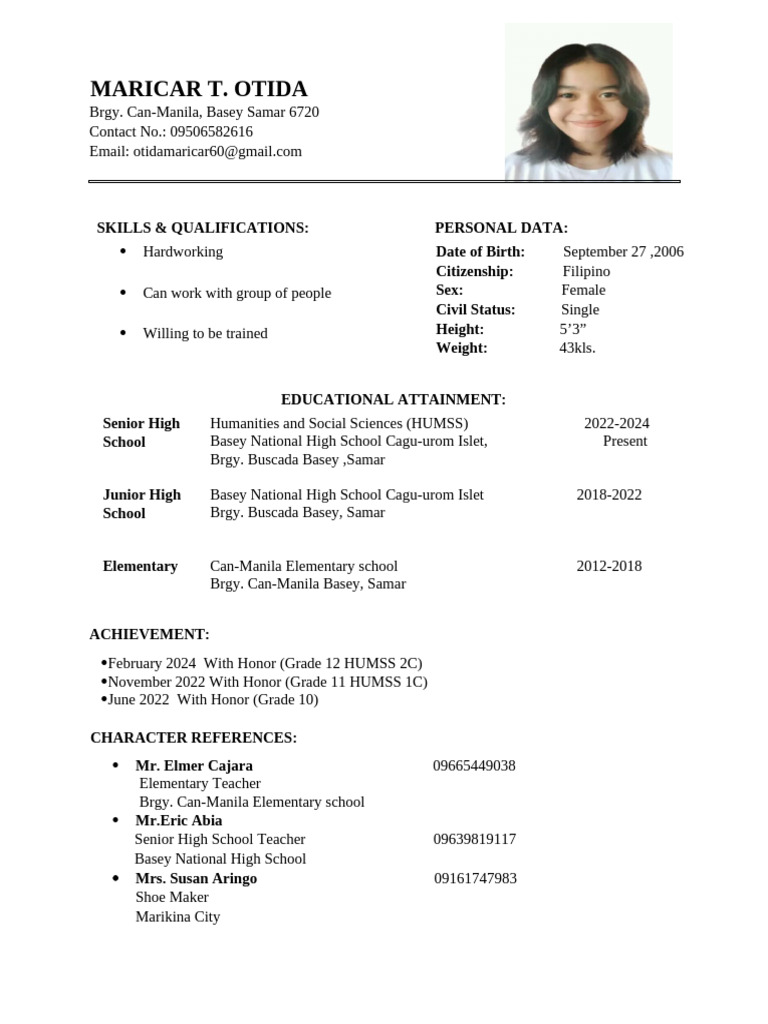 Maricar T. Otida's Resume Summary | PDF