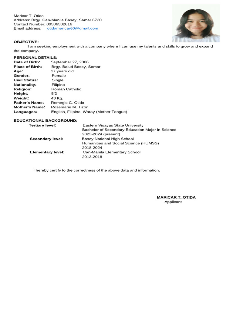 Maricar's Resume May | PDF