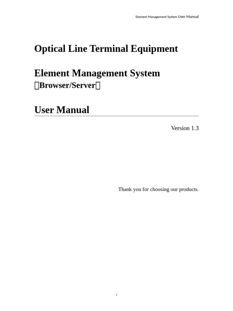 Element Management System User Manual - V1.3 | PDF | Computer Network ...