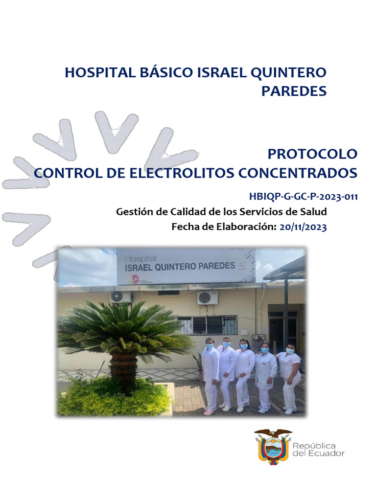 PROTOCOLO DE CONTROL DE ELECTROLITOS CONCENTRADOS-HBIQP - Firmado - Firmado | PDF | Medicamentos ...