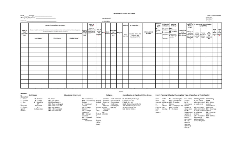 BONI-HH-Profiling-Form | PDF | Sanitation