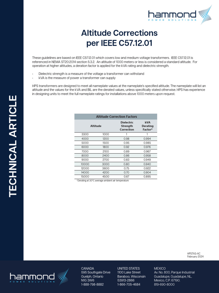Altitude Correction for Transformers | PDF | Transformer | Manufactured ...