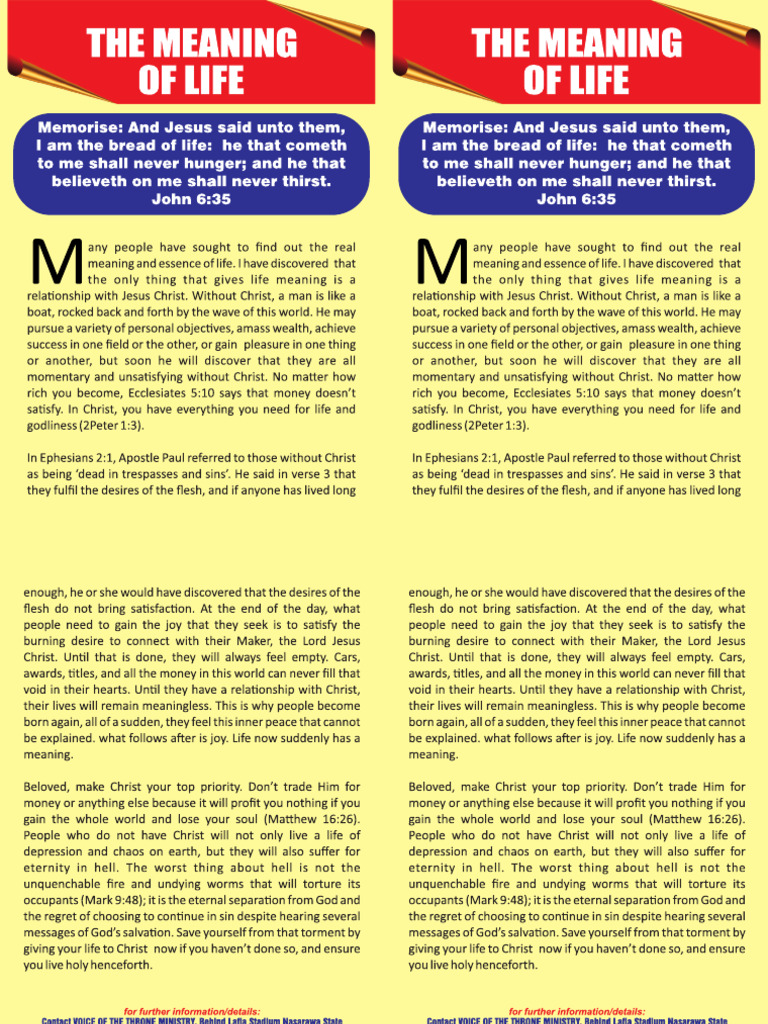 Tract The Meaning of Life | PDF