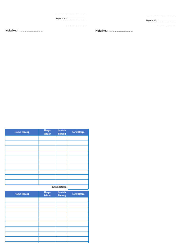 Contoh Nota Toko Kosongan | PDF