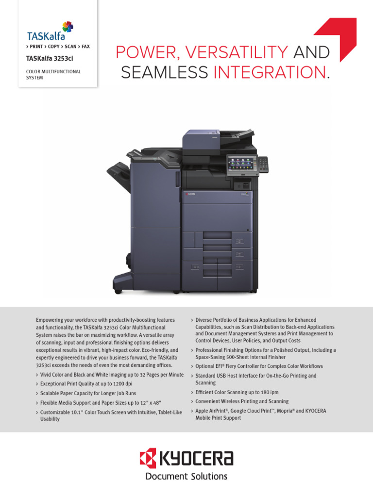 TASKalfa 3253ci Spec Sheet | PDF | Fax | Image Scanner