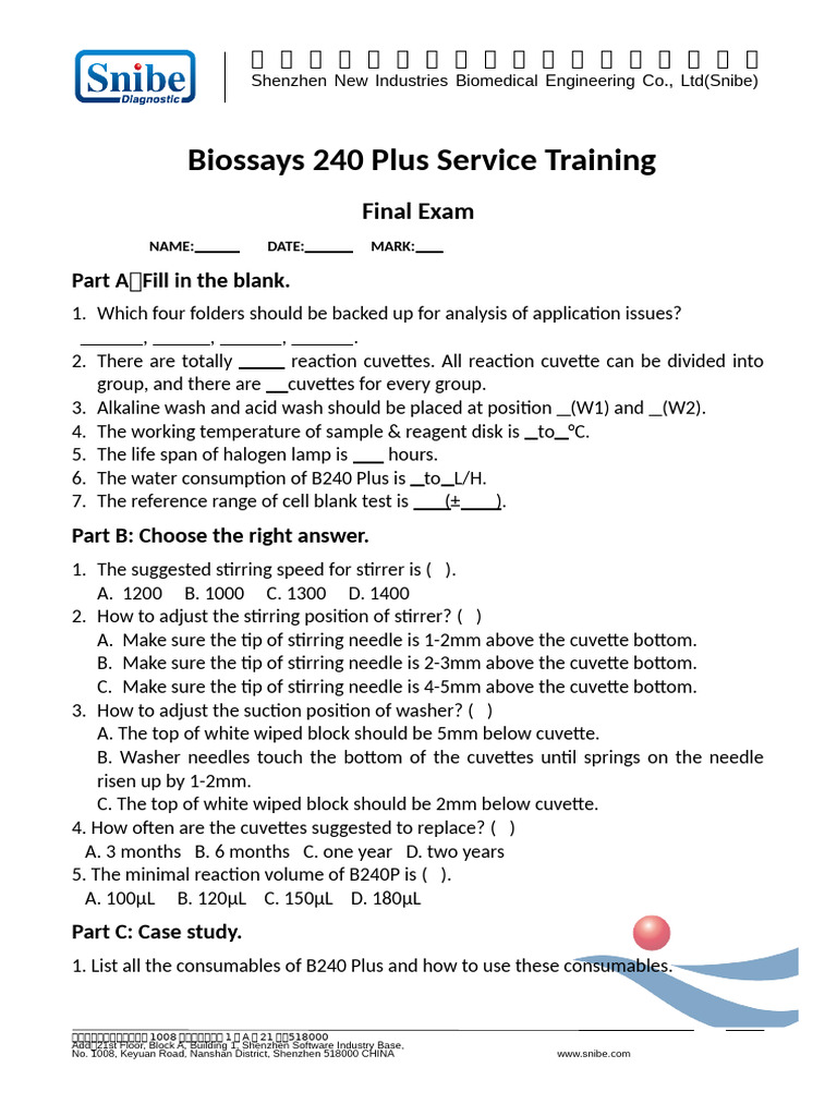 Final Exam-Biossays 240 Plus | PDF