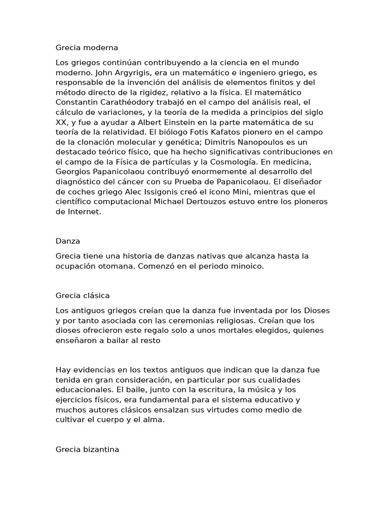 Contribuciones de Grecia Moderna | PDF | Grecia | Bailes