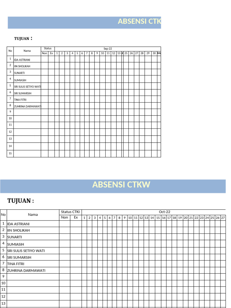Absensi Ctki CTKW | PDF