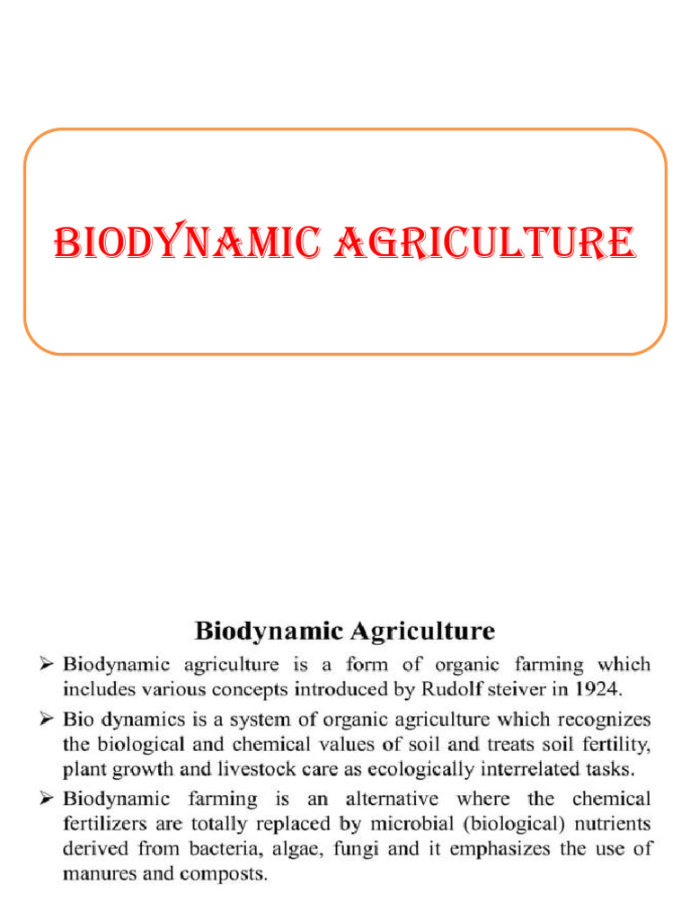 Biodynamic Agriculture HDT 1st Unit 2nd Chapter | PDF
