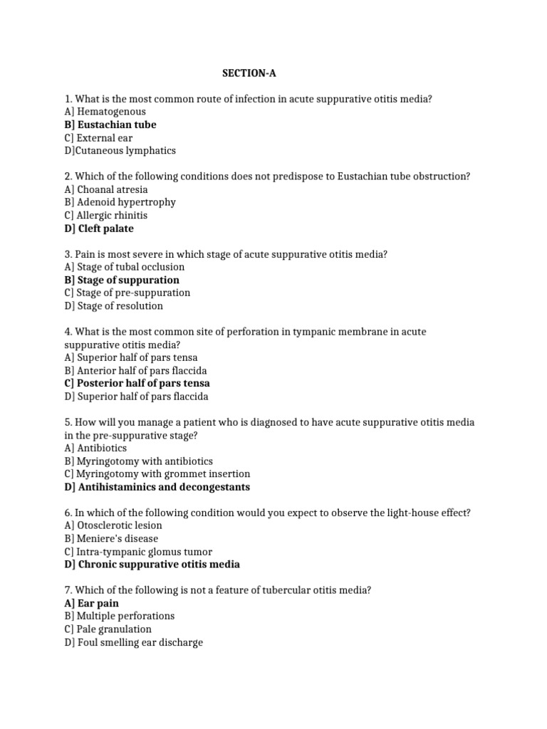 EAR MCQs | PDF | Ear | Ménière's Disease