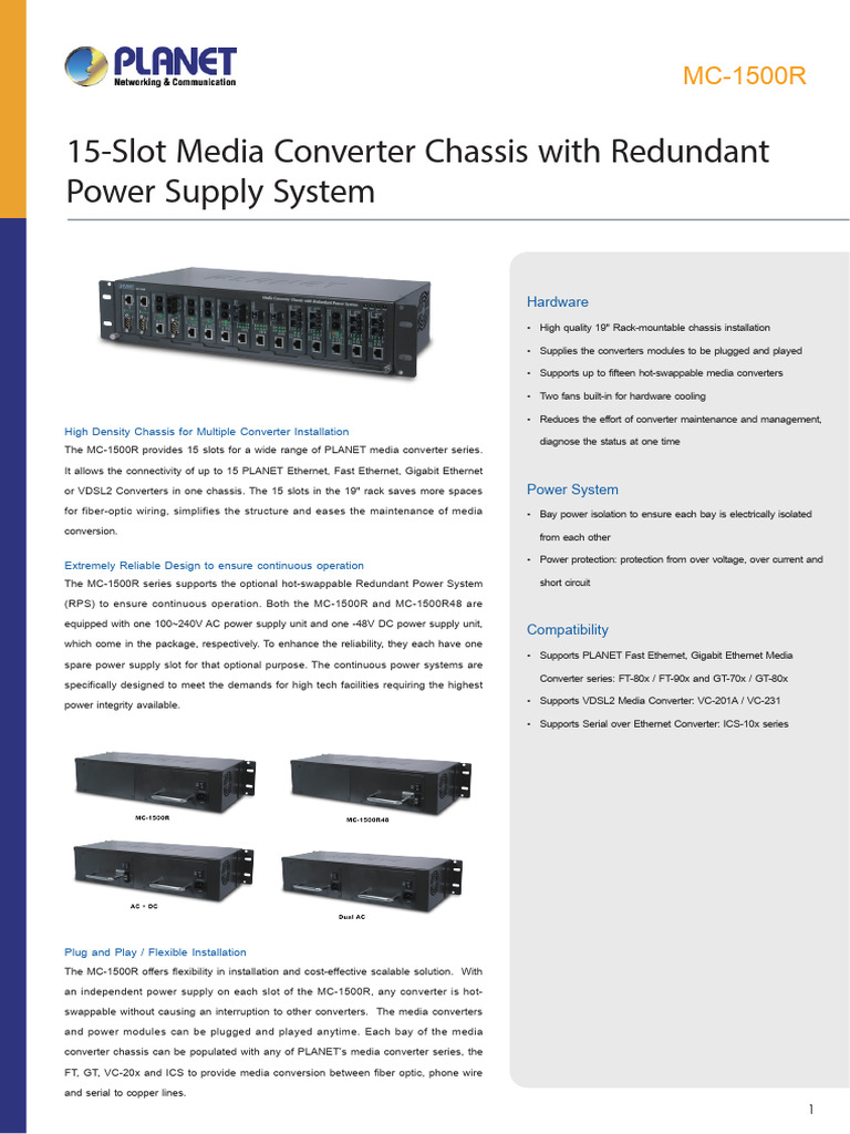 C-MC-1500R_L | PDF | Power Supply | Fiber To The X